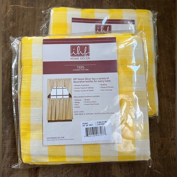 IHF | Accents | Ihf Home Decor Window Tier Pair Yellow Check 72x24 ...